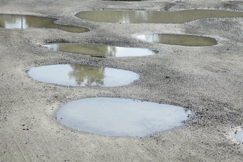 Rain puddles stock photo. Image of europe, ground, covering - 98378846