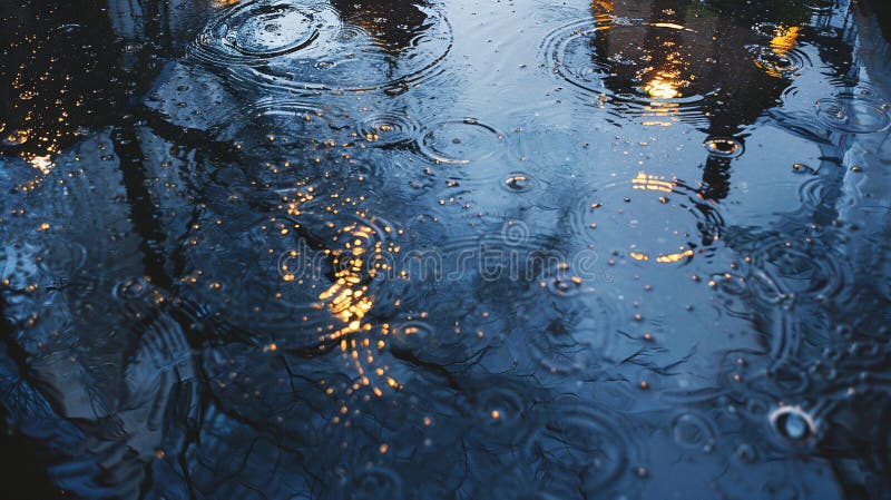 Rain Puddles Reflecting Light Stock Illustration - Illustration of ...