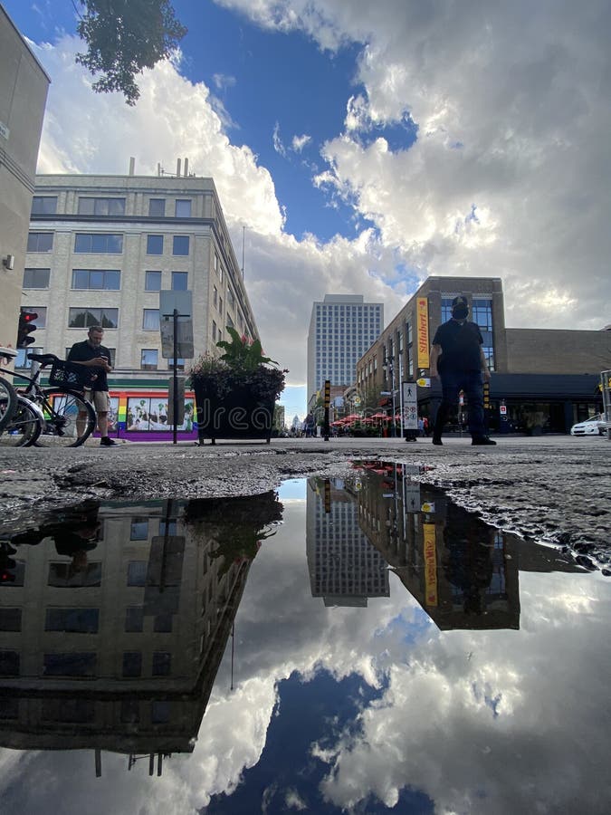 After the Rain Reflection in Montreal Editorial Stock Image - Image of ...
