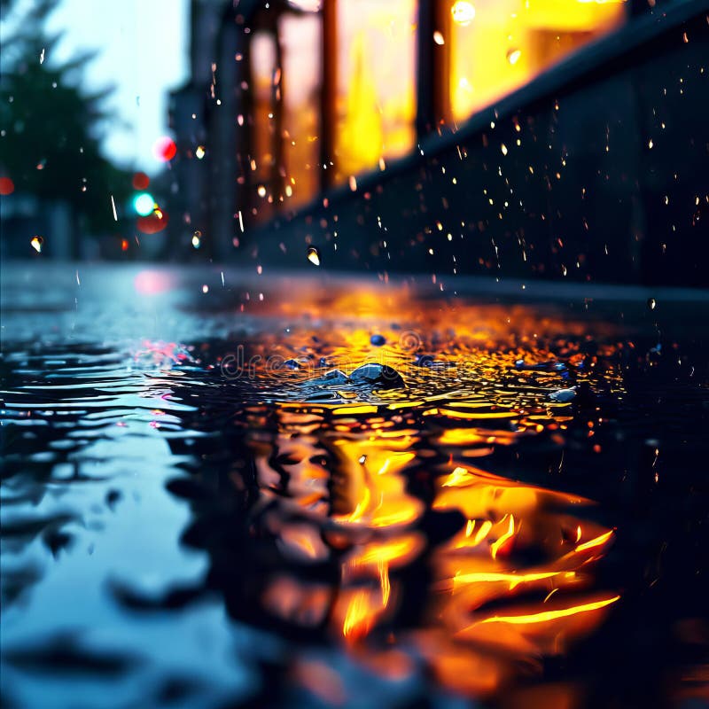 Rain Reflection a Reflection of Raindrops Falling Stock Illustration - Illustration of rare ...