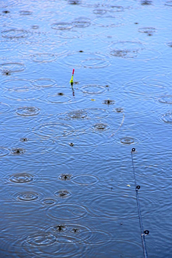 Rain on River. Drops of Water Fall on Surface of River during Rain ...