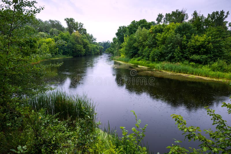 Rain on the river stock image. Image of beauty, scene - 49552409
