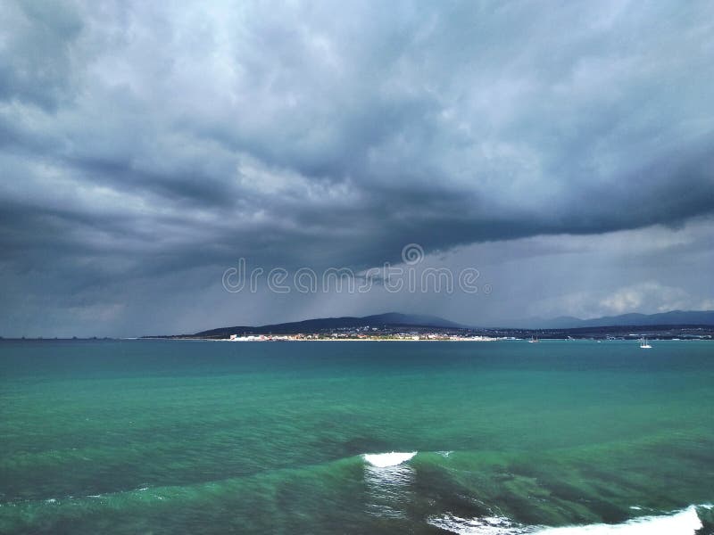 Sea stock photo. Image of nature, rain, cloud, waves - 121607604