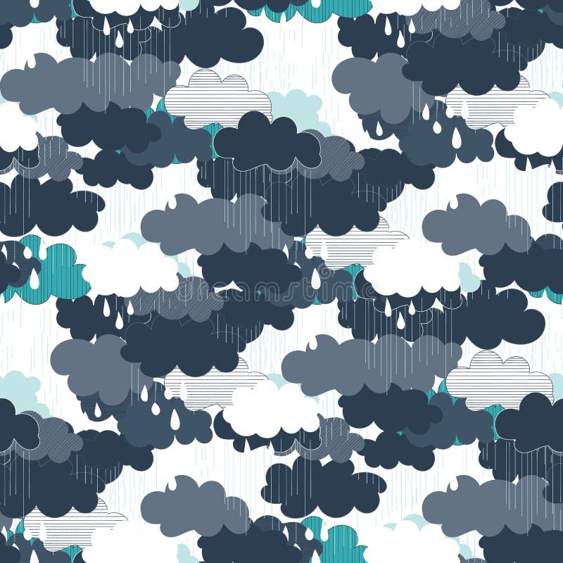 Rain Season Illustrations Seamless Pattern. Stock Illustration ...