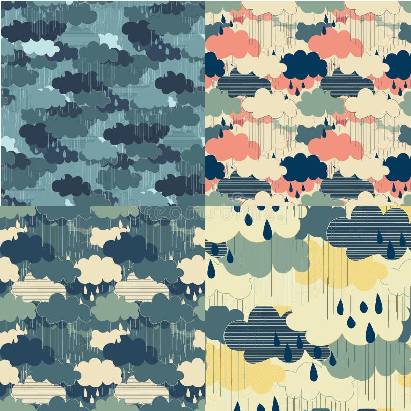 Rain Season Vector Illustrations Seamless Pattern. Stock Vector ...