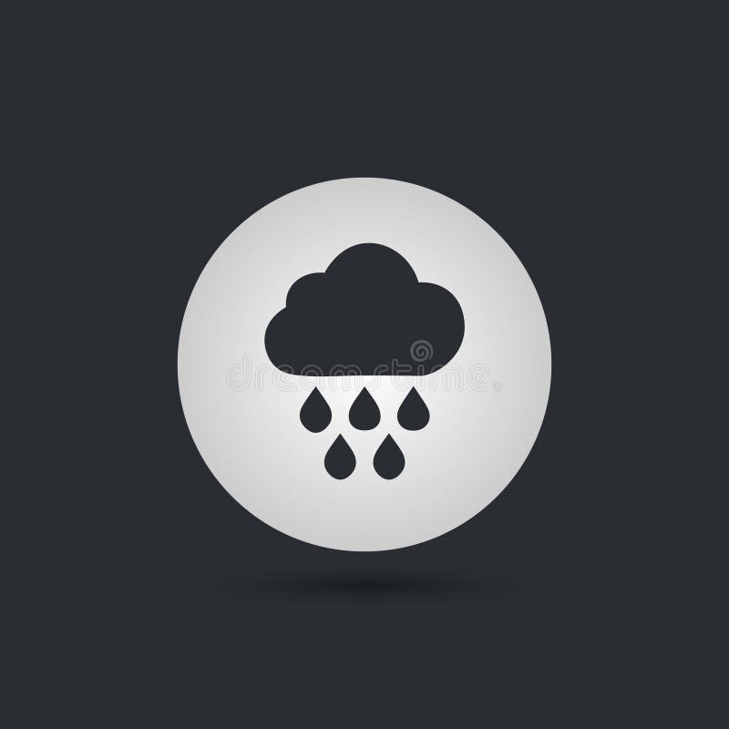 Rain. Single Flat Icon on White Circle Background Stock Illustration ...