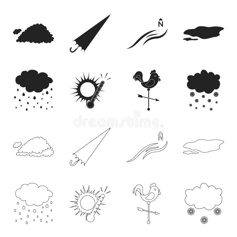 Rain, Snow, Heat, Weathervane. the Weather Set Collection Icons in ... Rain, Snow, Heat, Weathervane. the Weather Set Collection Icons in ...