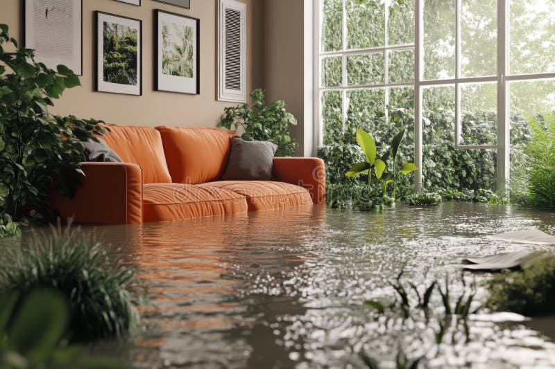 Rain-soaked Modern Apartment - Illustration of a Heavy Downpour Stock ...