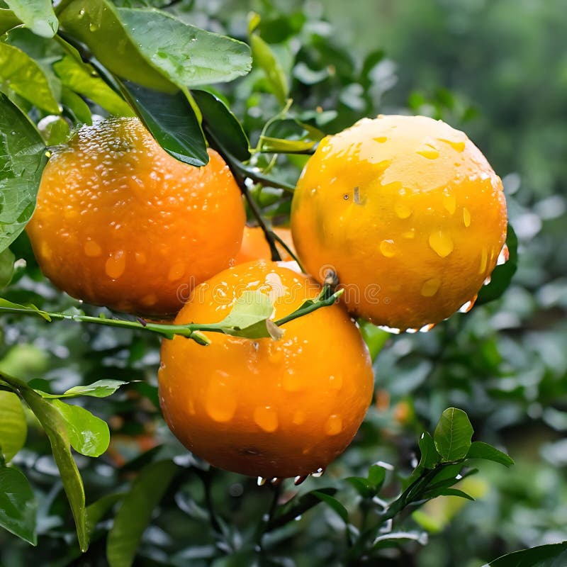 Rain Soaked Oranges in the Garden Stock Image - Image of autumn ...