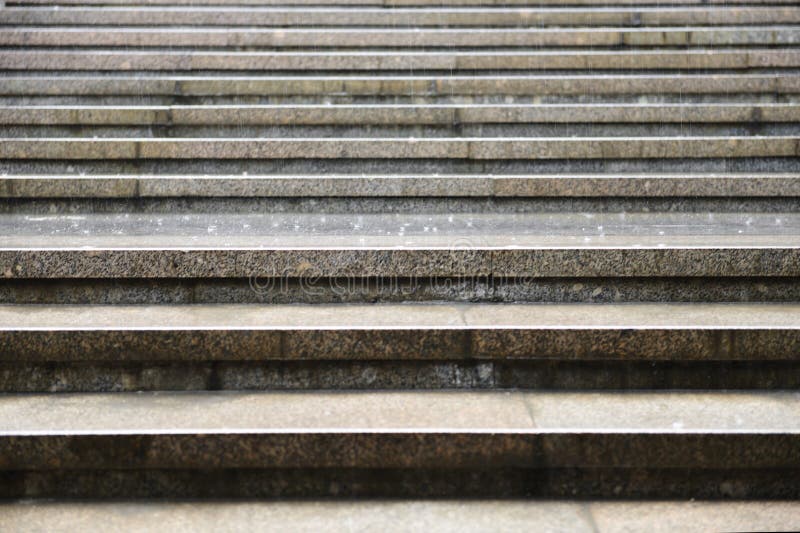 Rain on the Steps of the Staircase (focus on the Middle) Stock Photo ...