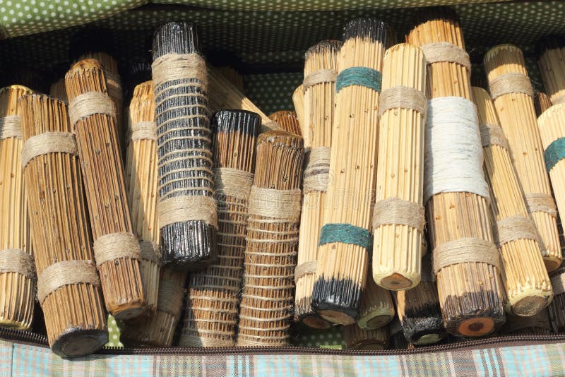 Rain Stick Musical Instrument. a Red Hollow Bamboo Tube with Wooden ...