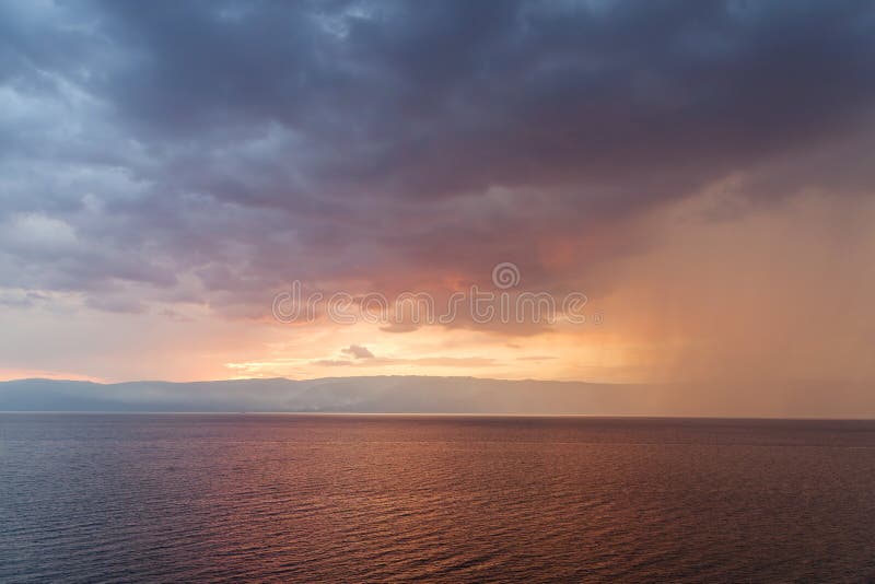 Rain Storms are Happening at Sea Stock Photo - Image of power, scenic ...