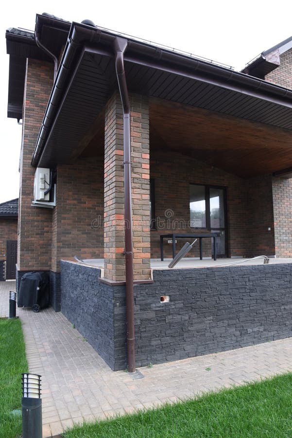 Rooftop Waterproof Pipe Gutter System Stock Image - Image of rain ...