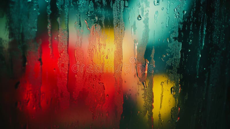 Rain-streaked Window with Blurred City Lights Stock Illustration ...
