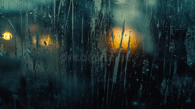 Rain-Streaked Window with Blurry City Lights Stock Illustration ...