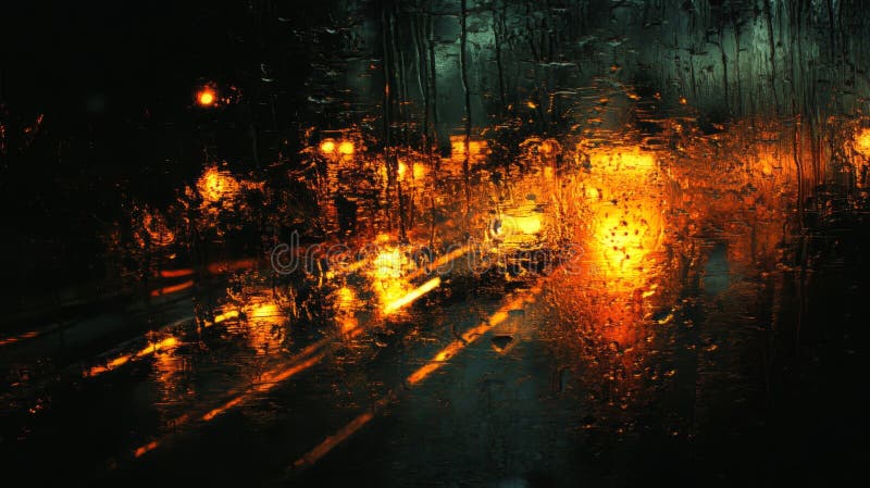 Rain Streaked Window Night City Lights Stock Illustration ...