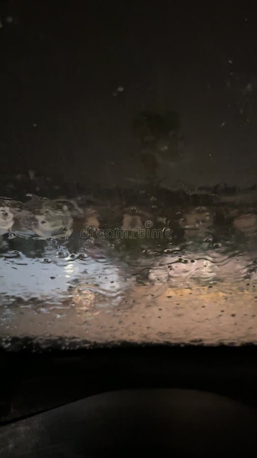 Rain Streaking on Windshield with Blurry View of Trees at Night Stock Video - Video of cars ...
