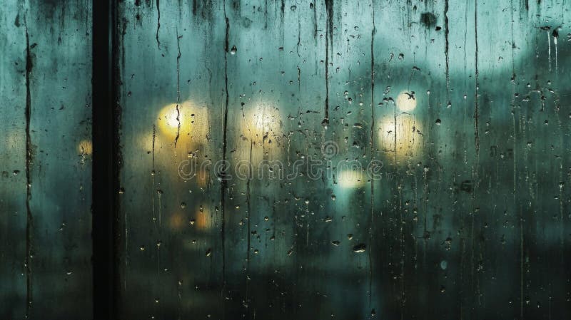 Rain Streaks on a Window with Blurry City Lights Stock Illustration ...