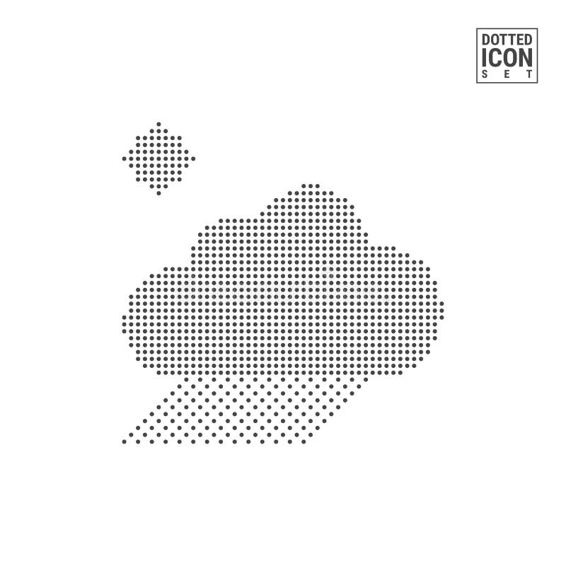 Rain and Sun Dot Pattern Icon. Cloud Rain Dotted Icon Isolated on White ...