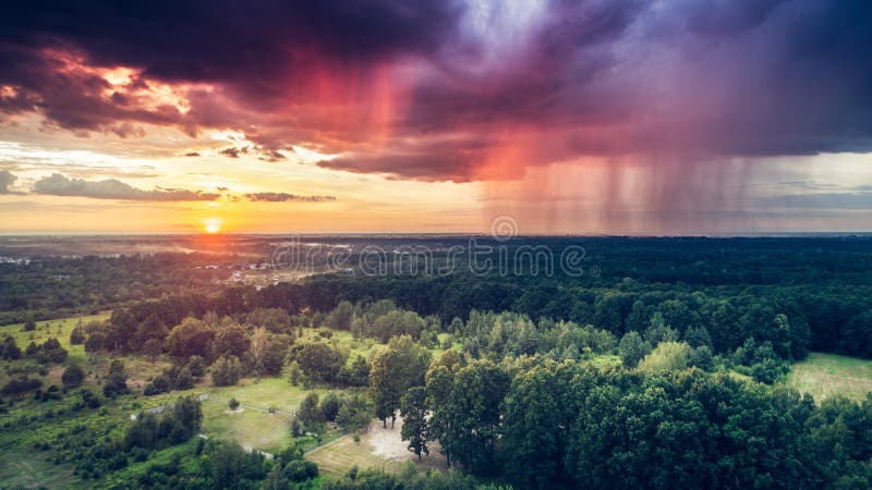 Rain and sun stock image. Image of high, horizon, evening - 98644715