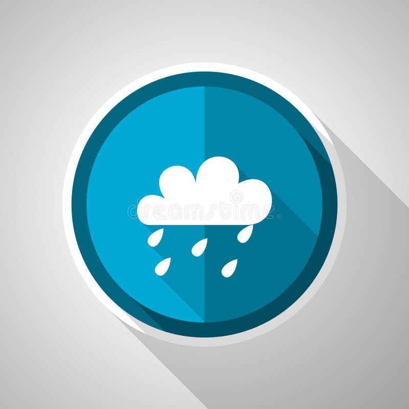 Rain Symbol, Flat Design Vector Blue Icon with Long Shadow Stock ...