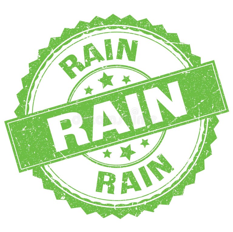 RAIN Text on Green Round Stamp Sign Stock Illustration - Illustration ...