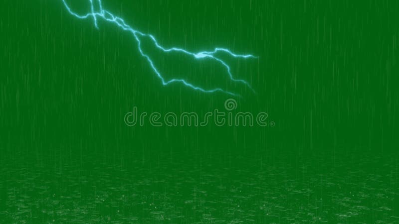 Rain with Thunder High Resolution Video Animated Green Screen Stock ...