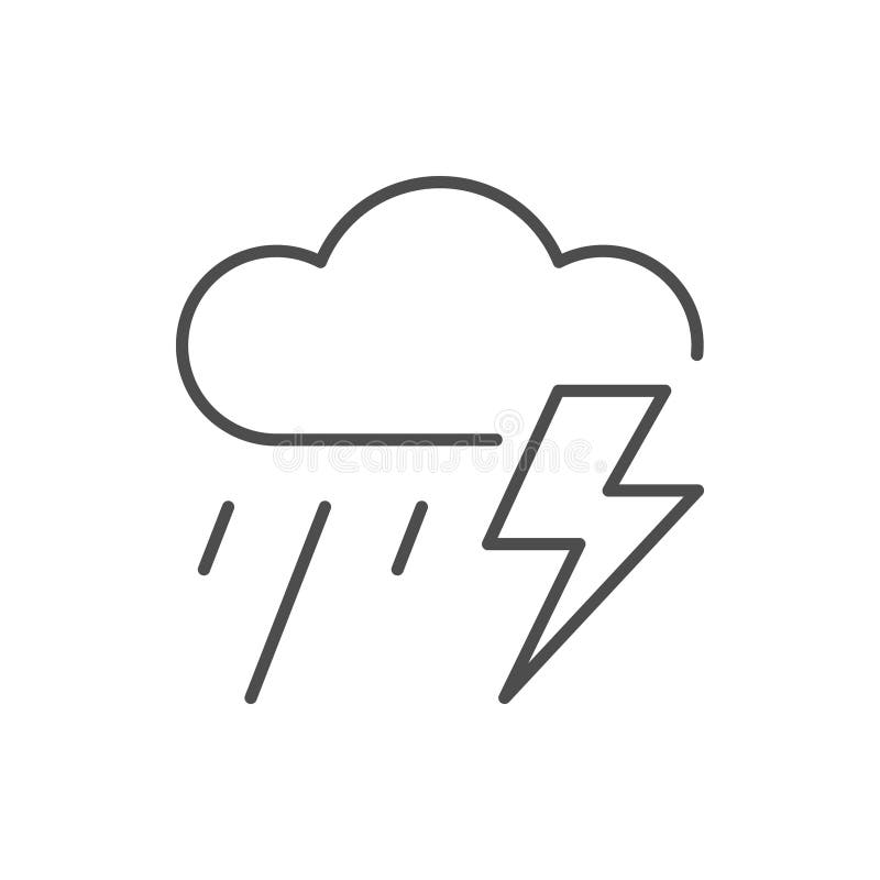 Rain with Thunder Line Icon Stock Vector - Illustration of weather ...