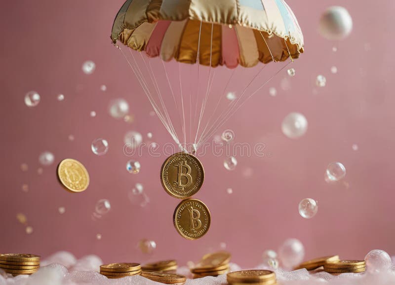 Rain of Tokens. a Dreamlike Airdrop Experience Stock Illustration ...