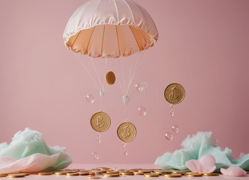 Rain of Tokens. a Dreamlike Airdrop Experience Stock Illustration ...