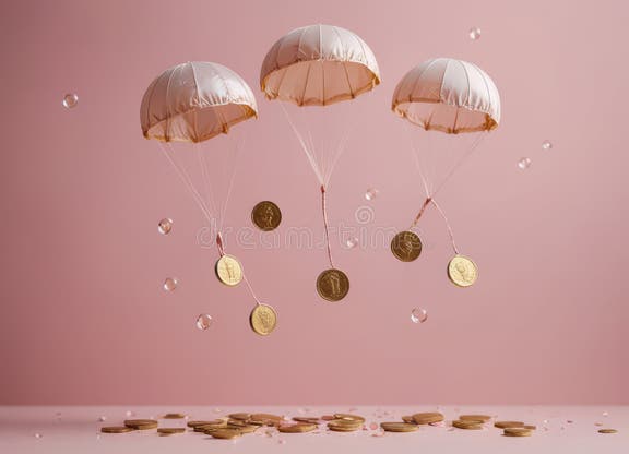 Rain of Tokens. a Dreamlike Airdrop Experience Stock Illustration ...