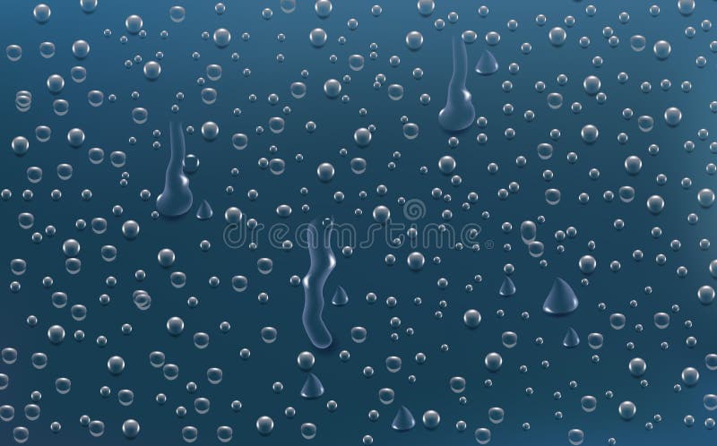 Rain Transparent Drops Flow Down the Glass.Realistic Wet Condensation ...
