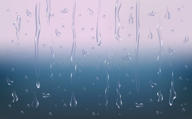 Rain Transparent Drops Flow Down the Glass.Realistic Wet Condensation ...