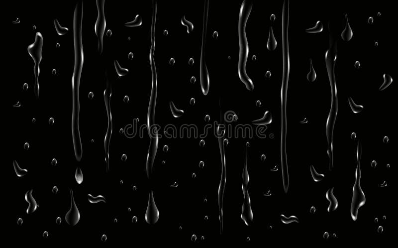 Rain Transparent Drops Flow Down the Glass.Realistic Wet Condensation ...