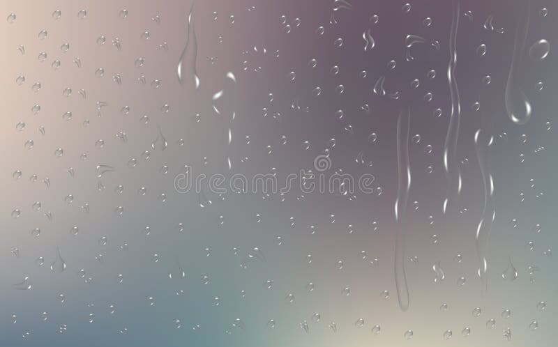 Rain Transparent Drops Flow Down the Glass.Realistic Wet Condensation ...