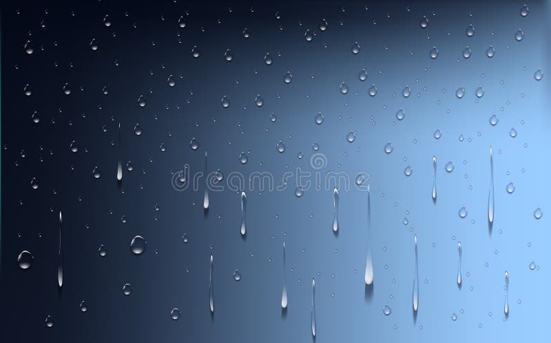 Rain Transparent Drops Flow Down the Glass.Realistic Wet Condensation ...
