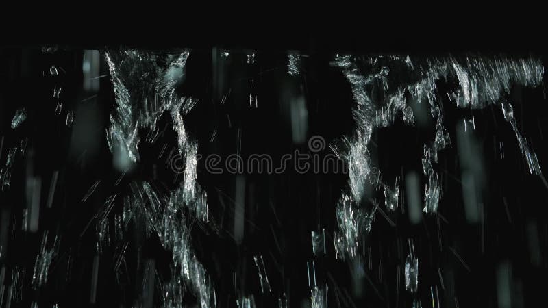 Rain Turning into Jets Flow Down the Canopy in Slow Motion. Bottom View ...