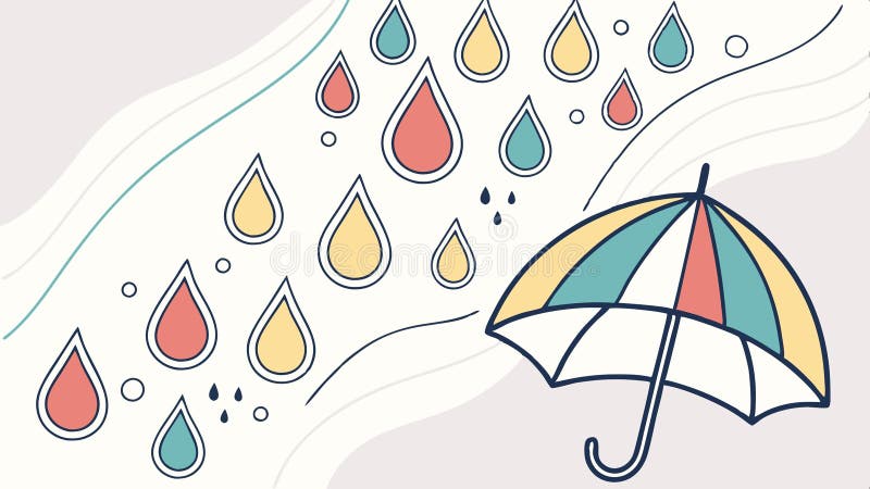 Rain and Umbrella Illustration for Weather and Protection Themes Vector ...