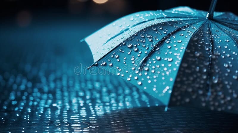 Rain on Umbrella Weather Concept Stock Illustration - Illustration of ...