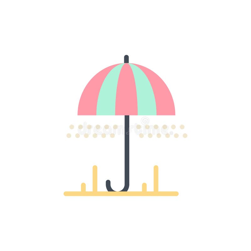 Rain, Umbrella, Weather, Spring Flat Color Icon. Vector Icon Banner ...