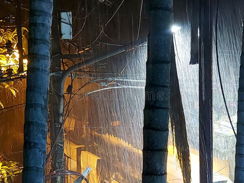 Rain under street light stock photo. Image of street - 252993796