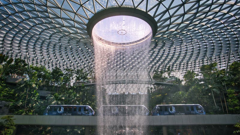 Rain Vortex and skytrain stock image. Image of fountain - 346140881