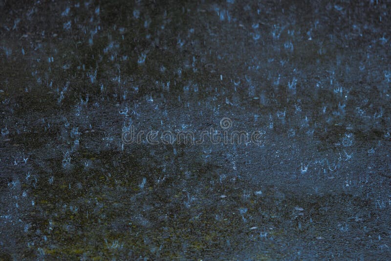 Rain Water Drop Falling To the Floor in Heavy Rain Day. Stock Image ...