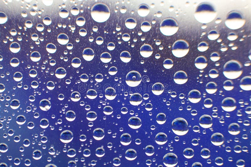 Rain Water Droplets with Blue Ocean Color Background. Stock Photo ...