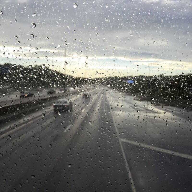 Rain Water Droplets On A Car Window Stock Image - Image of rainy ...
