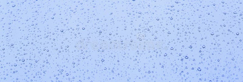 Rain Water Drops on Blue Background Stock Image - Image of macro ...