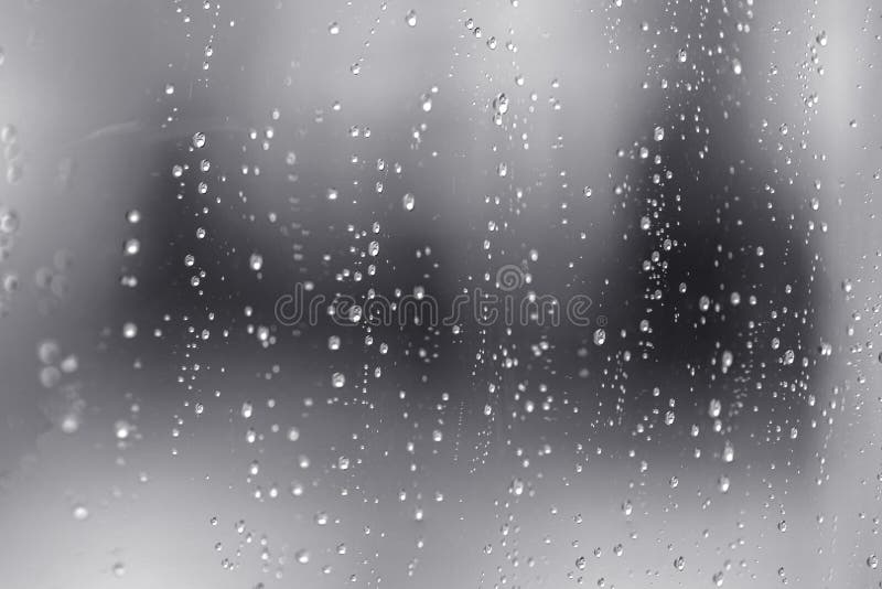 Rain Water Drops on Clear Window. Natural Pattern of Raindrops Stock ...