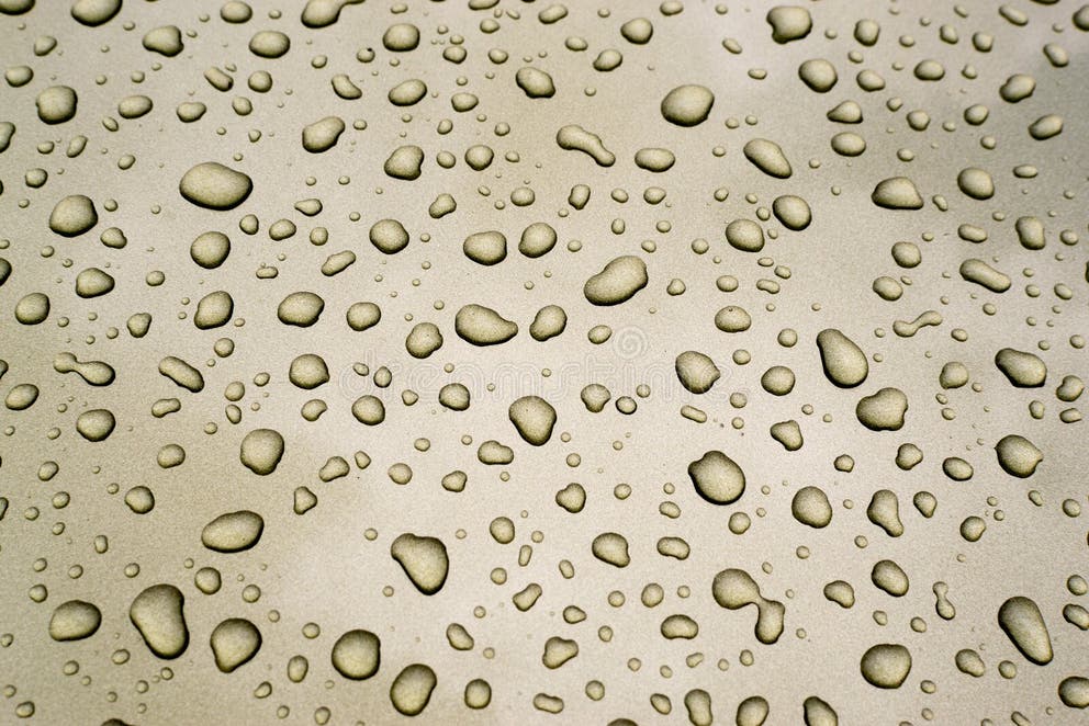 Rain Water Drops on Gold Metal Paint Stock Photo - Image of surface ...