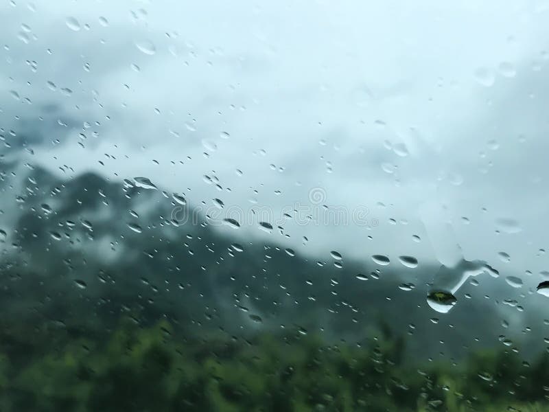 Rain Water Drops on Mirror. Stock Photo - Image of green, rainy: 101254980