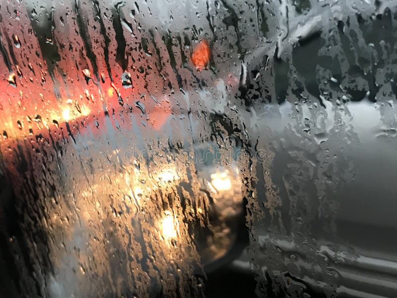 Rain Water Drops on Mirror. Stock Photo - Image of water, windshield ...